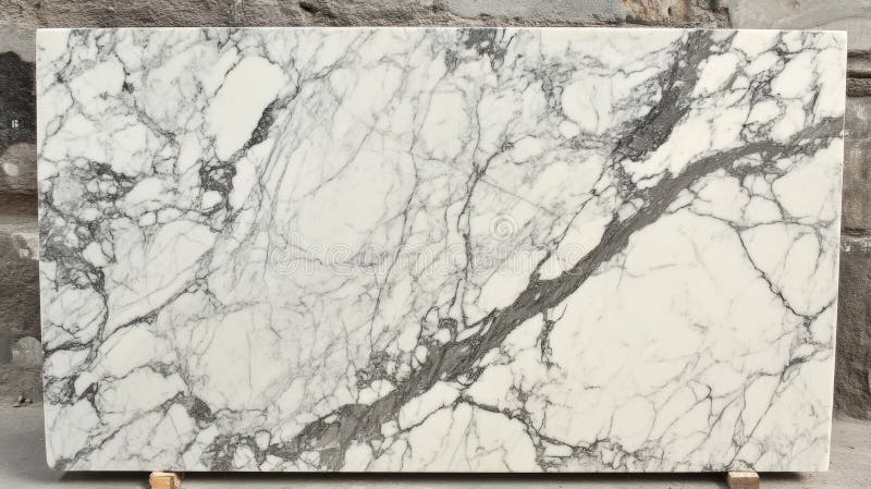 White Marble Slab with Grey Veining Stock Illustration - Illustration ...