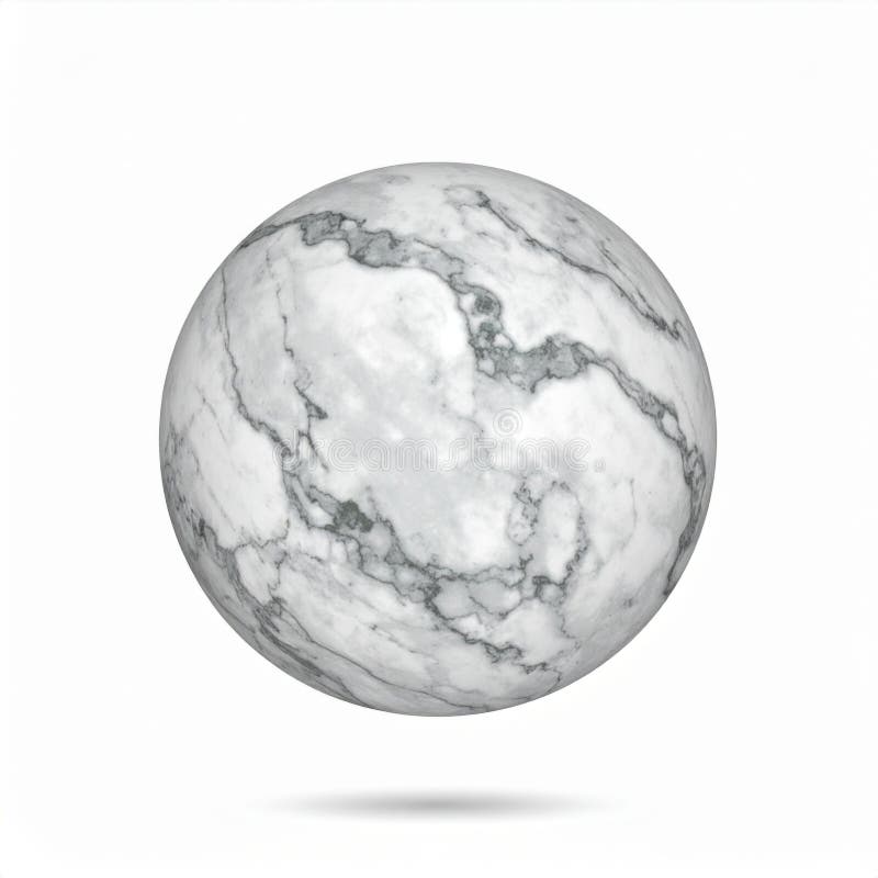 White Marble Sphere on White Background Stock Illustration ...