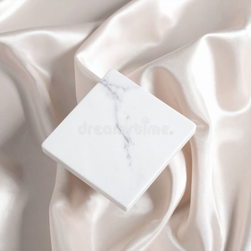 White Marble Square on Cream Silk Fabric Stock Illustration ...