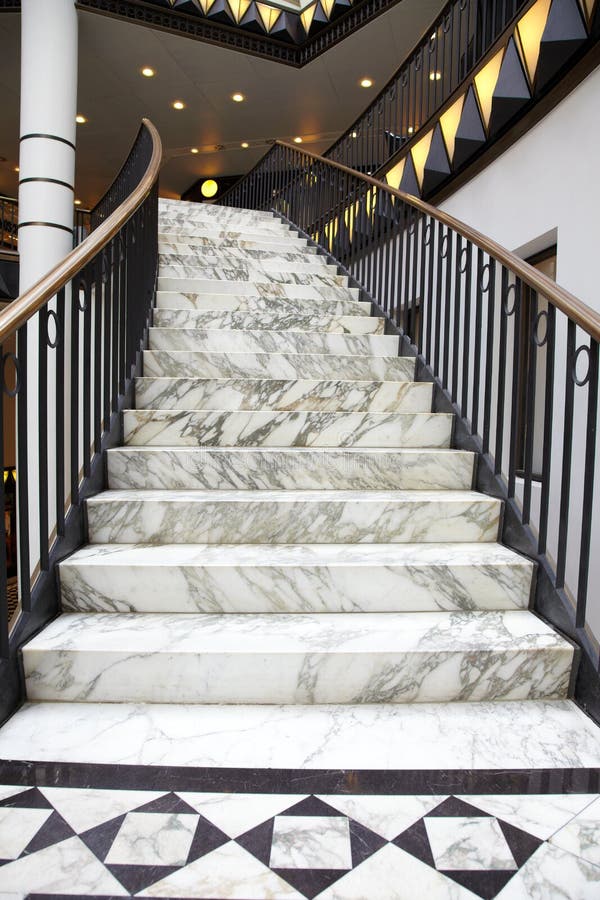 White Marble Stair in Luxury Interior Stock Photo - Image of floor ...