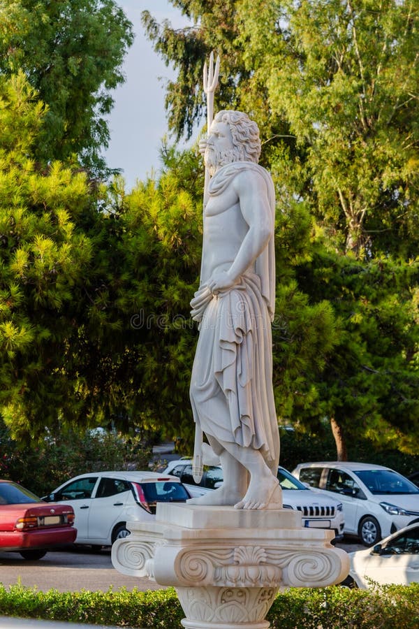 White Marble Statue of Poseidon in Athens Editorial Photography - Image ...