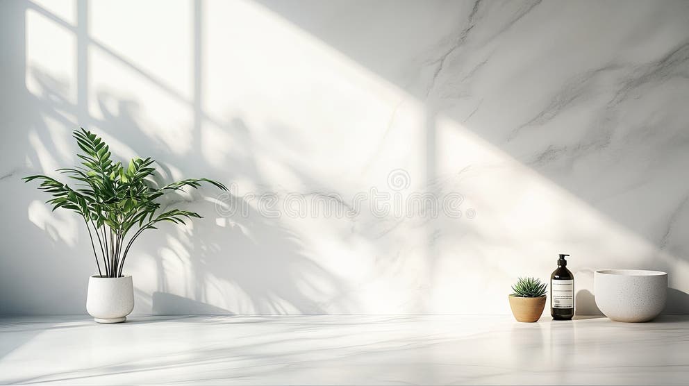 A White Marble Surface with Gentle Shadows and an Uncluttered Area for ...