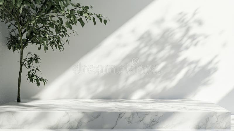 A White Marble Surface with Gentle Shadows and an Uncluttered Area for ...