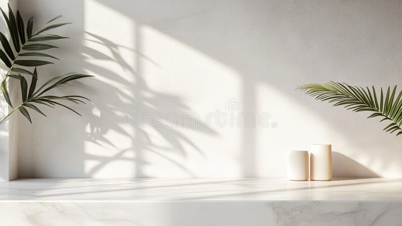 A White Marble Surface with Gentle Shadows and an Uncluttered Area for ...