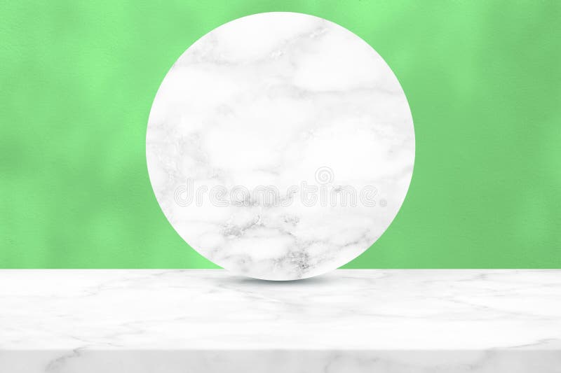 White Marble Table and Circle Marble Partition with Light and Shadow on ...
