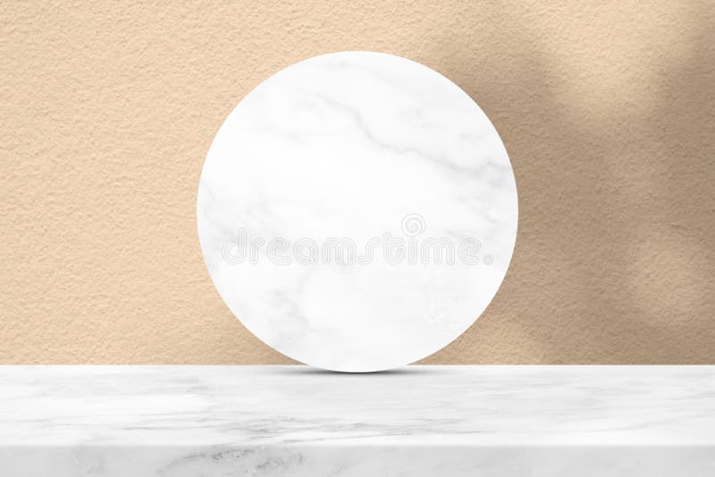 White Marble Table and Circle Marble Partition with Nature Shadow on ...