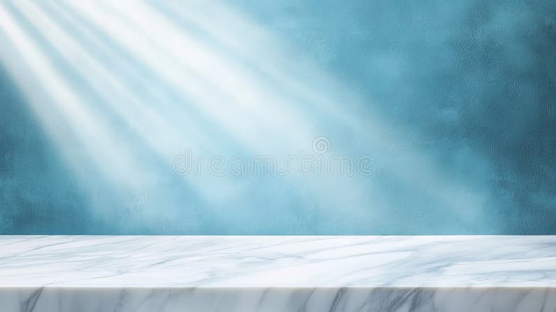 White Marble Table Corner with Light Beam, Shadow, and Spotlight on the ...