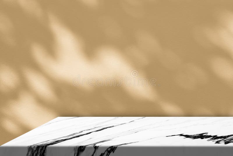 White Marble Table Corner with Light Beam, Shadow, and Spotlight on the ...