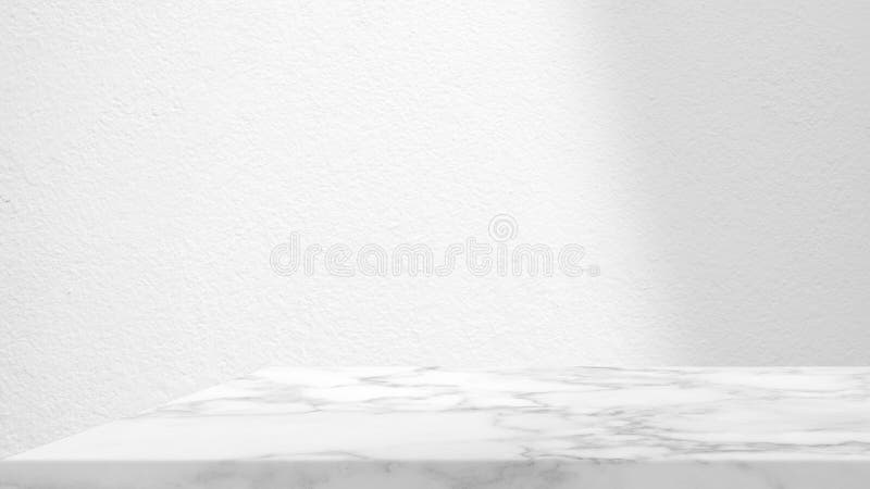 White Marble Table with Light Beam, Shadow, and Spotlight at the Conner ...