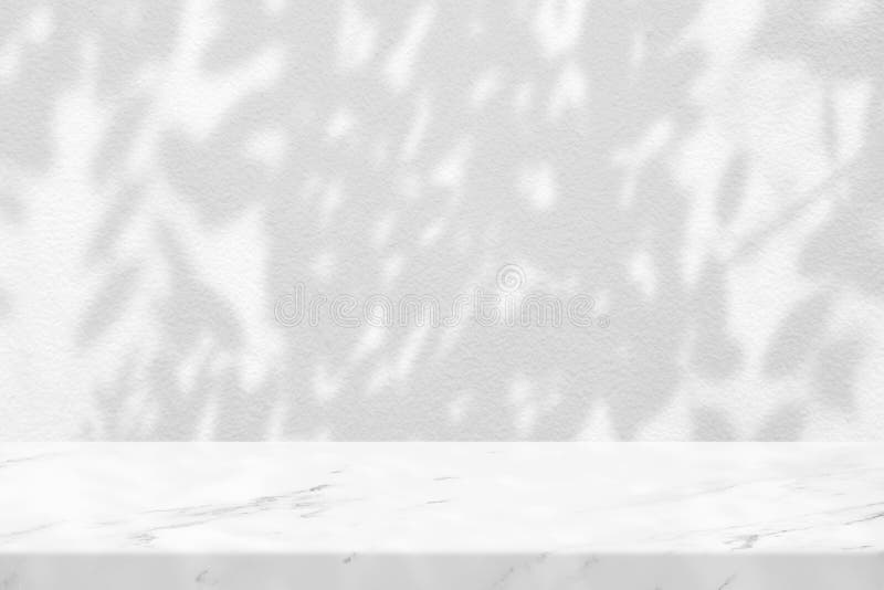 White Marble Table with Tree Shadow on Concrete Wall Texture Background ...