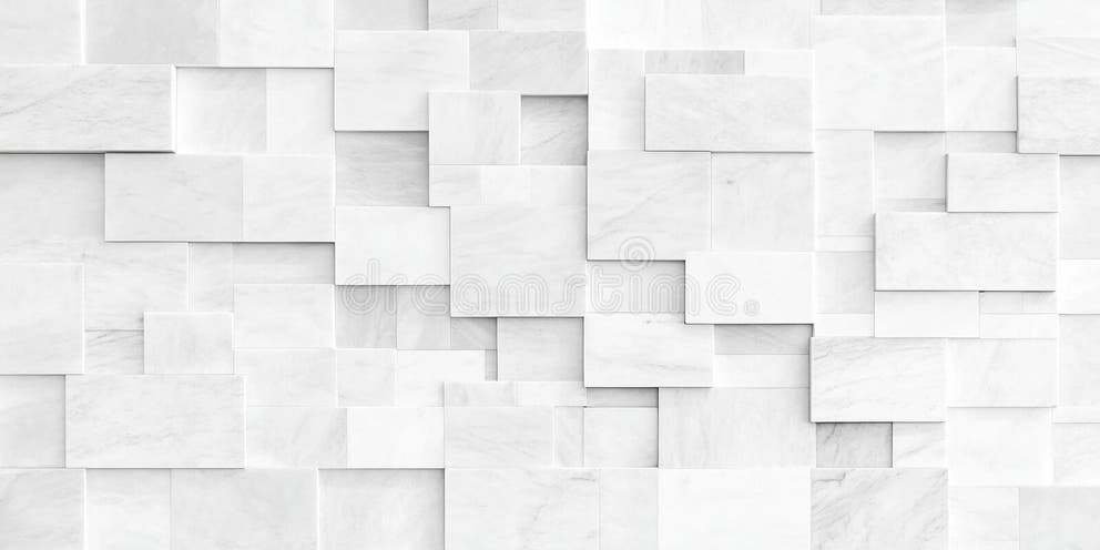 White Marble Wall Pattern with Geometric Rectangular Tile Design Stock ...