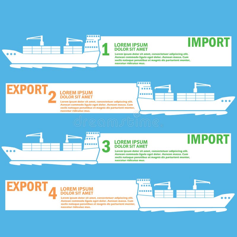 Marine Cargo Ship Bound for Export and Import Goods Stock Vector ...