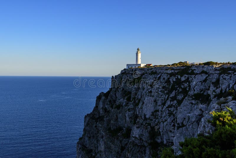 White Maritime Lighthouse with Blue Sky Stock Image - Image of ...