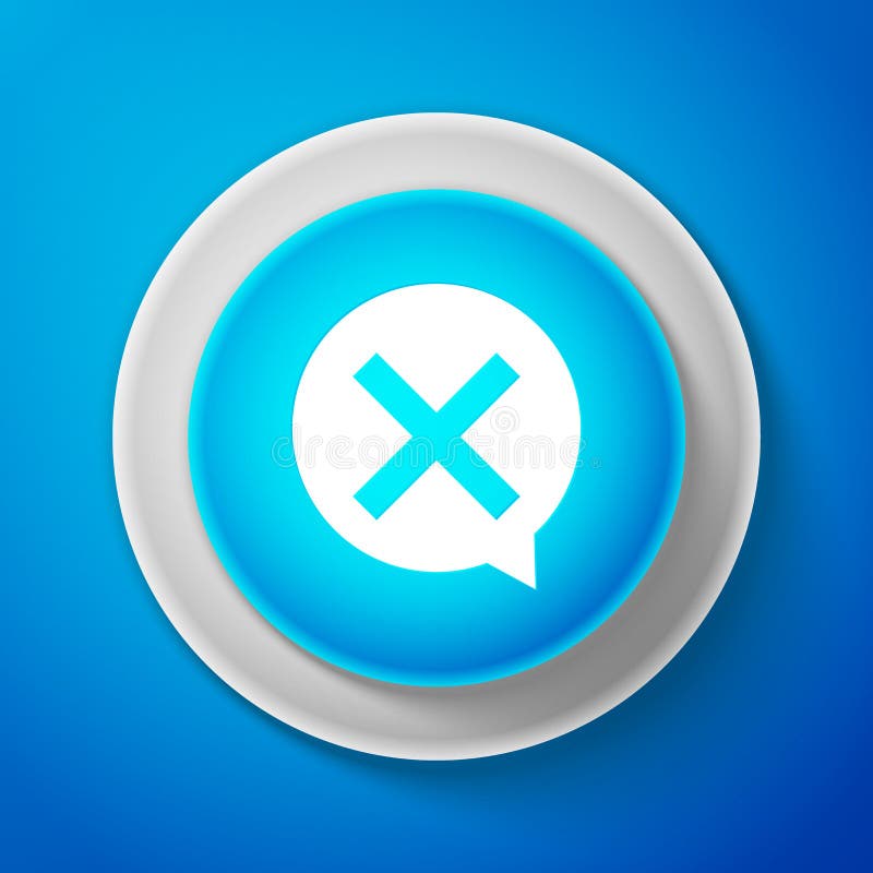White X Mark, Cross in Circle Icon Isolated on Blue Background. Check ...