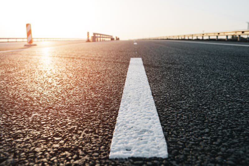 White Marking Line on Asphalt Road on Highway Stock Image - Image of ...