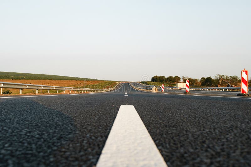 White Marking Line on Asphalt Road on Highway Stock Image - Image of ...