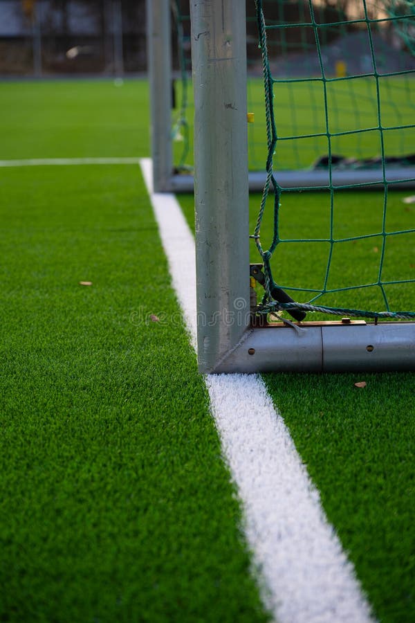 White Markings and Goal Post of an Artificial Turf Football Field ...