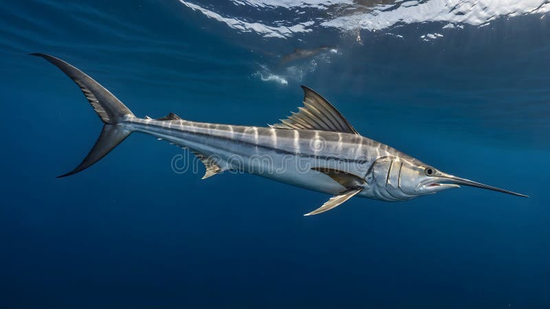 Powerful White Marlin Cutting through the Ocean at High Speed ...