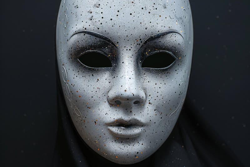 A White Mask on Black Background, Simple Composition, High Contrast ...