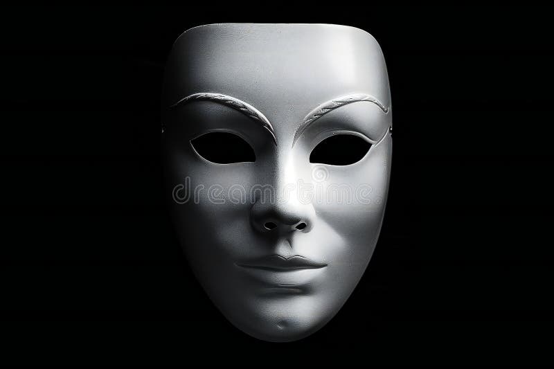 A White Mask on Black Background, Simple Composition, High Contrast ...