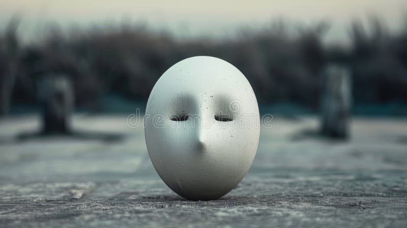A White Mask on a Concrete Surface with No Eyes, AI Stock Image - Image ...