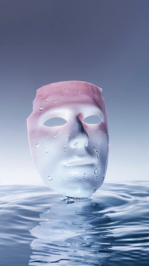 A White Mask Floating in the Water Stock Photo - Image of pink ...