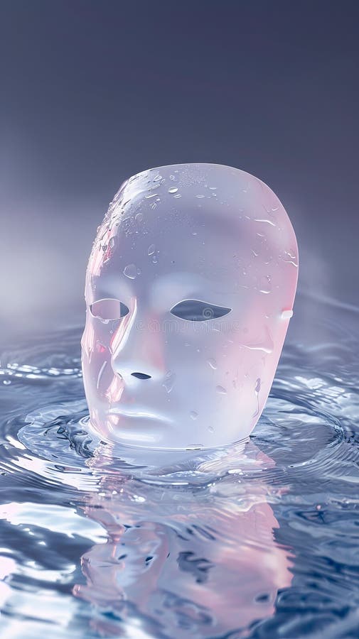 A White Mask Floating in Water Stock Image - Image of swimming, face ...