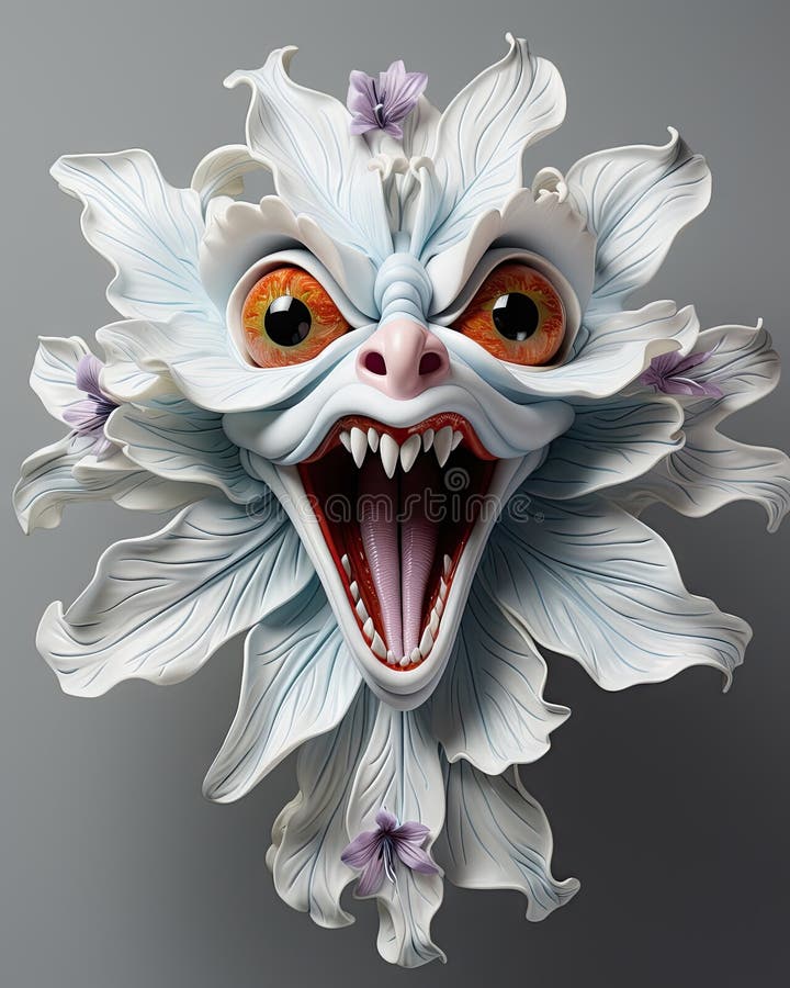 A White Mask with Orange Eyes and a White Flower on it. Generative Ai ...