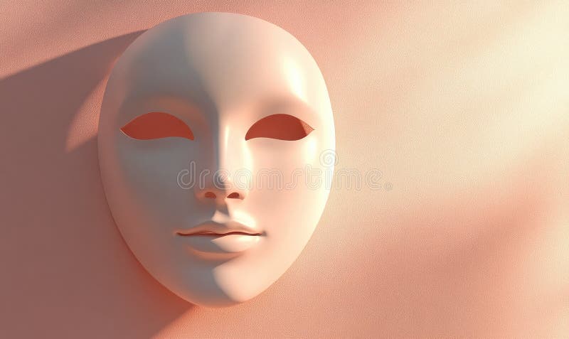 A White Mask with a Pink Background Stock Photo - Image of concept ...