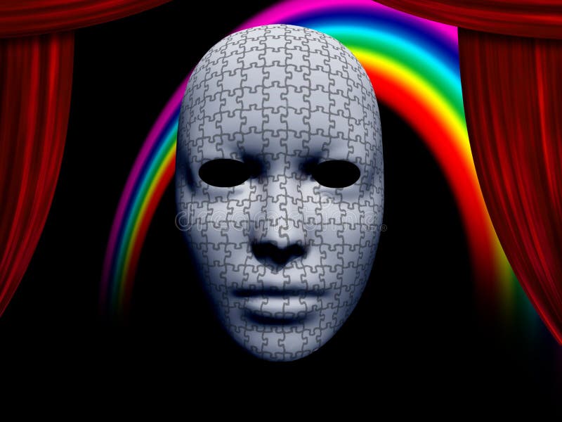 White Mask with Puzzle Pattern Stock Illustration - Illustration of ...