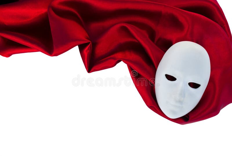White Mask on Red Silk Fabric Stock Image - Image of celebration, card ...