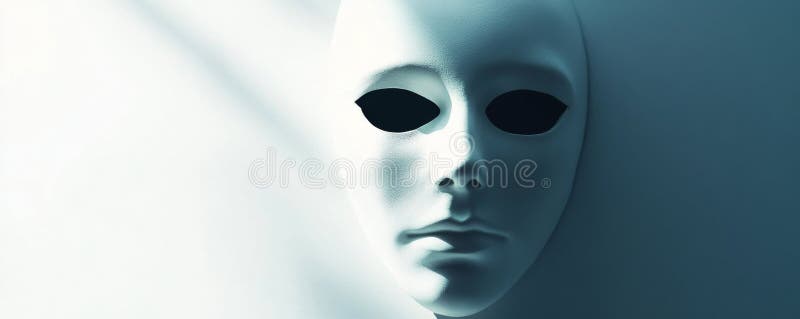 White Mask with Shadow on Blue Background, Mysterious Concept Stock ...