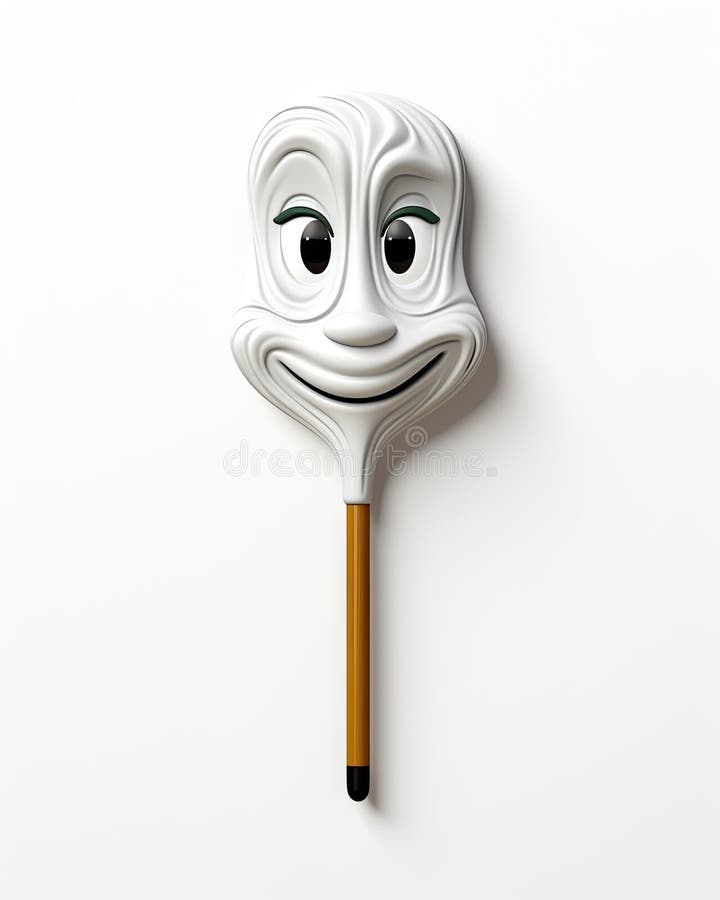 A White Mask with a Wooden Stick Sticking Out of it. Generative Ai ...