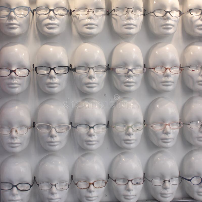 White Masks of Human Face with Glasses To Improve Vision Stock Photo ...