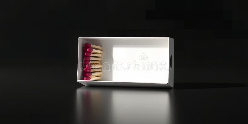 A White Matchbox with Red Tipped Matches on a Dark Surface with a ...