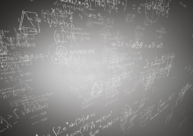 White Math Doodles and Blurry Grey Office Stock Photo - Image of ...