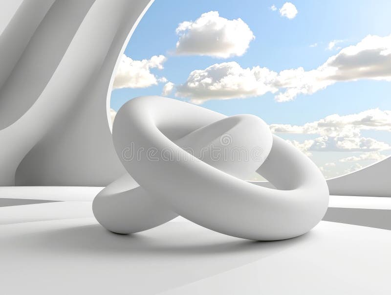 On White Matte Ceramic Material with a Sphere Organic Curve and Wavy ...