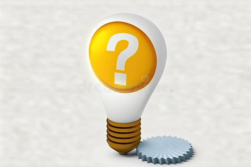 White Matte Incandescent Light Bulb with a Question Mark Inside Stock ...