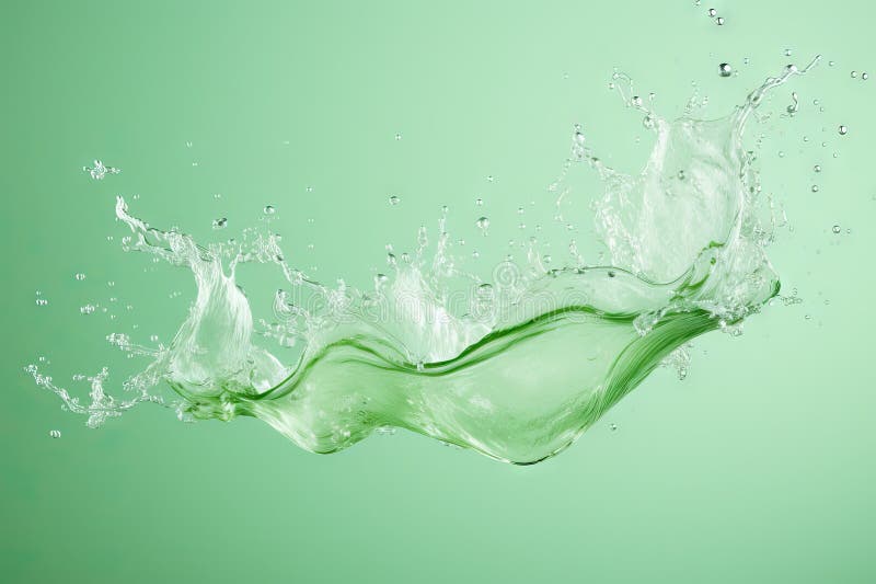 White Matte Splashes of Water on a Green Background Generative AI Stock ...