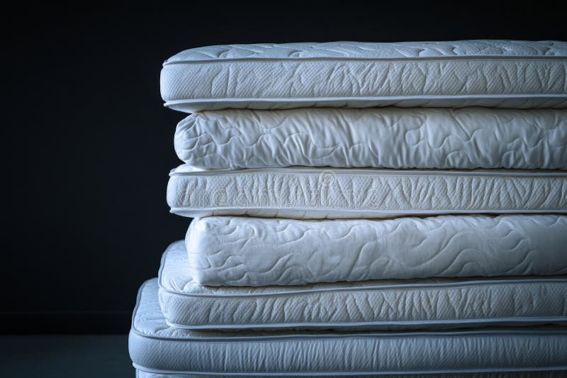 White Mattresses Stacked High, Creating an Image of Comfort and ...