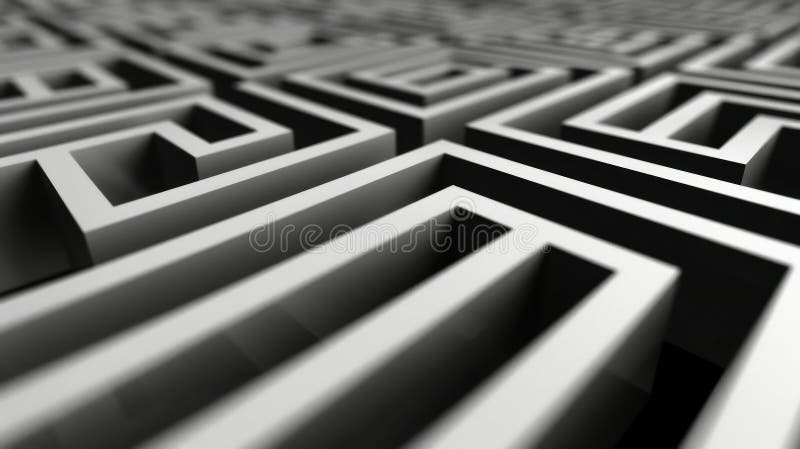 White Maze with Chrome Walls a Labyrinth Made of White Blocks Stock ...