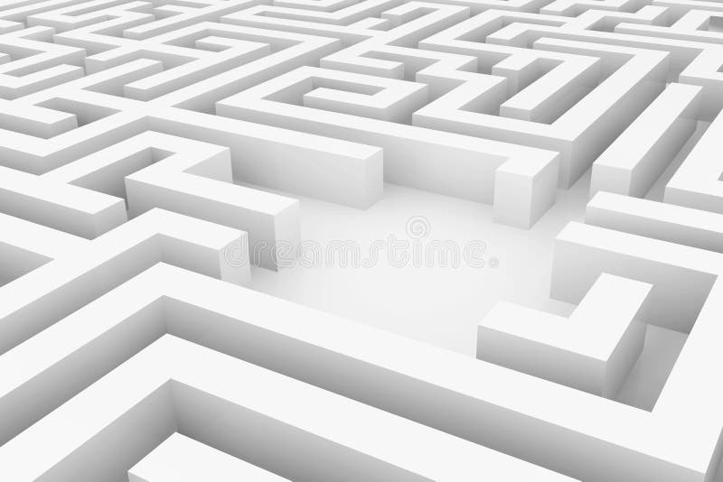 White Maze and Red Solution Line, Complex Way To Find Exit. Stock ...