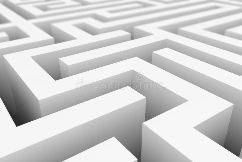 White Maze and Red Solution Line, Complex Way To Find Exit. Stock ...