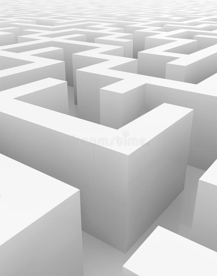 White Maze and Red Solution Line, Complex Way To Find Exit. Stock ... White Maze and Red Solution Line, Complex Way To Find Exit. Stock ...