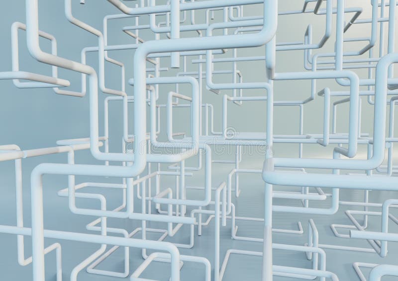 The White Maze Cube. Square Mesh Abstract Lines Stock Illustration ...