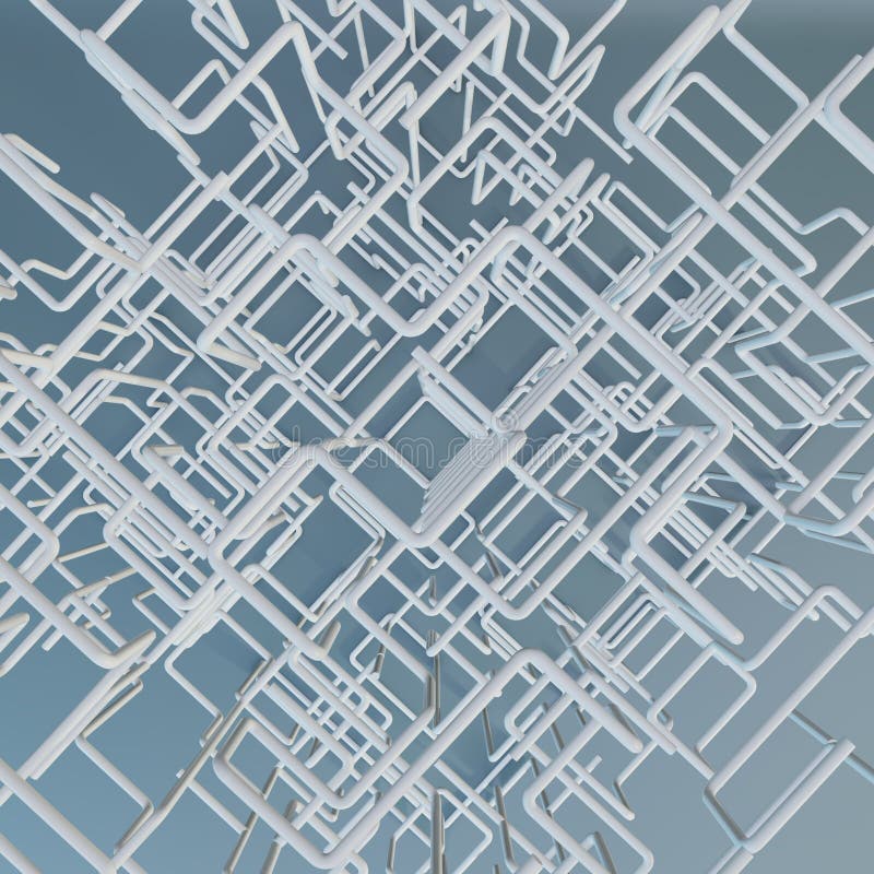 The White Maze Cube. Square Mesh Abstract Lines Stock Illustration ...