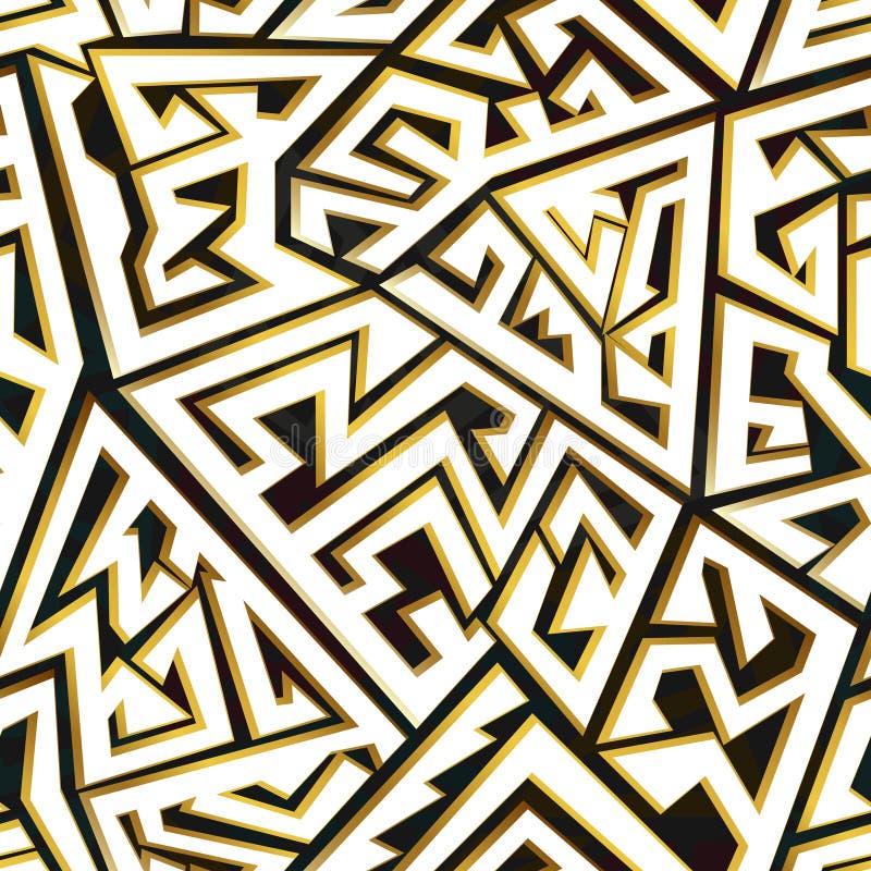 White Maze Seamless Pattern with Gold Effect Stock Vector ...