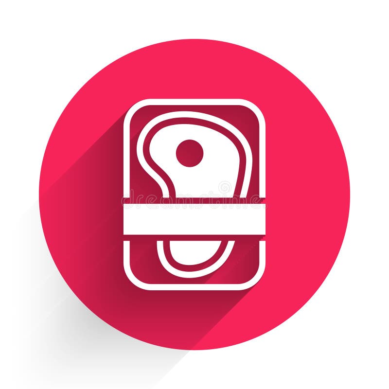 White Meat Packaging Steak Icon Isolated with Long Shadow. Fresh Meat ...