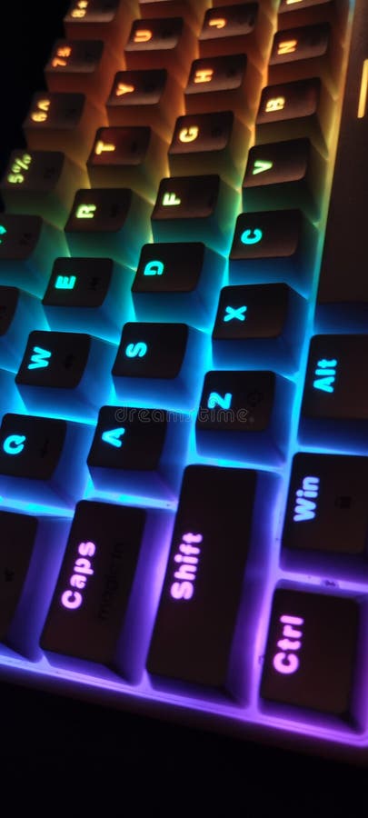 White Mechanical Keyboard with Colorful Illuminated Caps Stock Photo ...