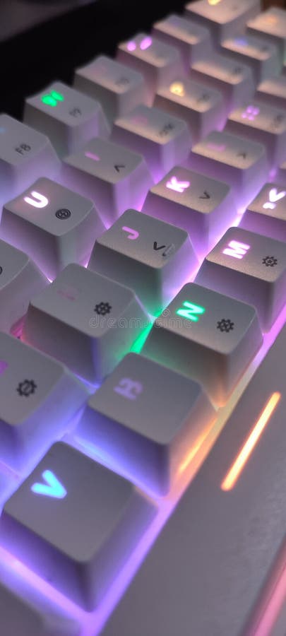White Mechanical Keyboard with Colorful Illuminated Caps Stock Image ...